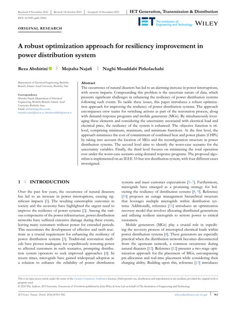 Pdf A Robust Optimization Approach For Resiliency Improvement In