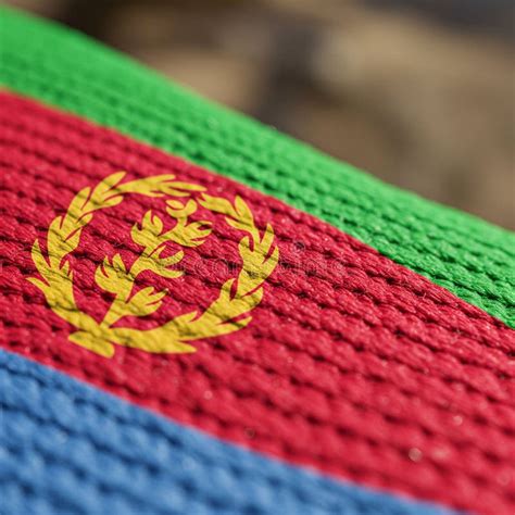 Close Up Of The Eritrean Flag Displaying Its Texture The Flag Features Horizontal Stripes