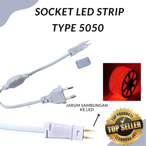 Socket Colokan Led Strip 5050 Adaptor Lampu Selang 220 Volt Kotak Kabel Sambung Led Strip Lampu