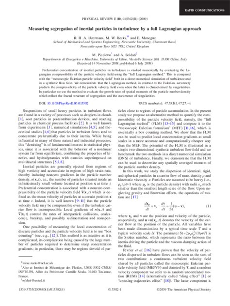 Pdf Measuring Segregation Of Inertial Particles In Turbulence By A