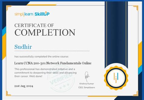 Sudhir Has Successfully Completed The Learn Ccna 200 301 Network Sudhir Yadav
