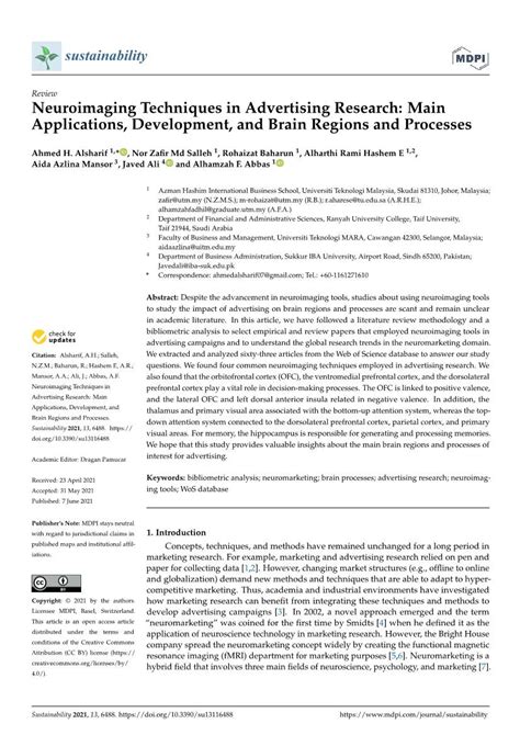 Neuroimaging Techniques In Advertising Research Main Applications