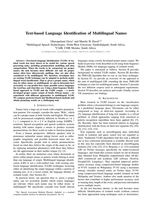 Pdf Text Based Language Identification Of Multilingual Names