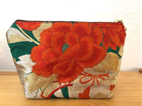Japanese Kimono＆obi Pouch Handmade Upcycled Silk Pouch Unique T