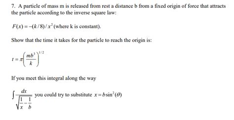 Solved A Particle Of Mass M Is Released From Rest A Chegg