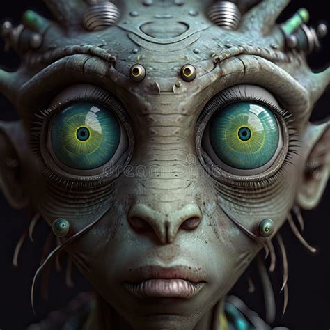 AI Generated Illustration Of A Close Up Of A Fictional Alien Creature