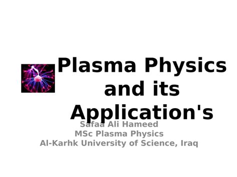 Pdf Plasma Physics And Its Applications