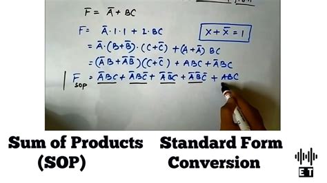 Converting Boolean Expressions Into Standard Form Sum Of Products