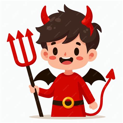 Cartoon Boy In Devil Costume Premium Ai Generated Vector