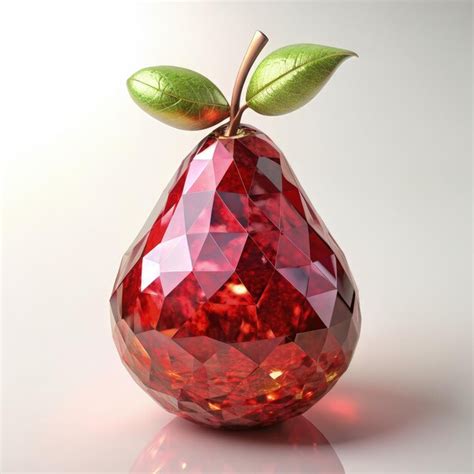 Stunning Ruby Pear Artwork Displayed Elegantly On A Smooth Surface In Soft Lighting Generative