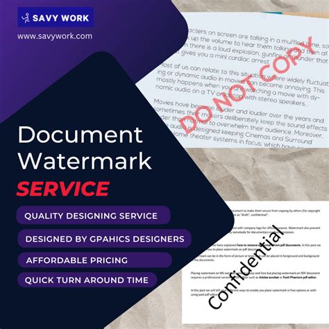 Document Watermark Services Savy Work