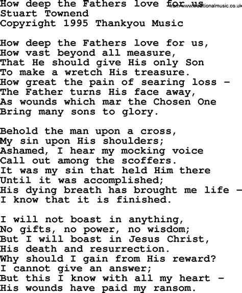 Most Popular Church Hymns And Songs How Deep The Fathers Love For Us