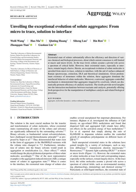 Pdf Unveiling The Exceptional Evolution Of Solute Aggregates From
