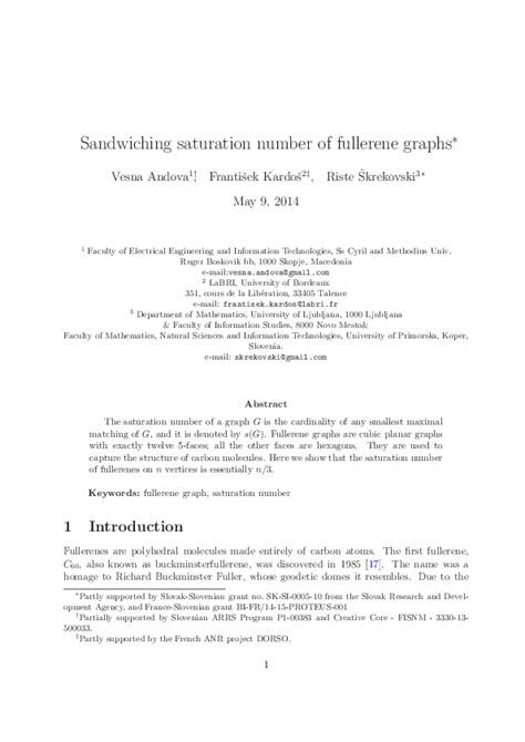 pdf sandwiching saturation number of fullerene graphs