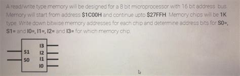 A Readwrite Type Memory Will Be Designed For A 8 Bit