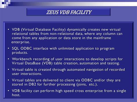 Zeus™ The Virtual Data Integrator Mount Olympus Middleware Inc Ppt