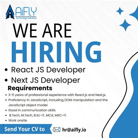 Aifly On Linkedin Hiring Reactjsdeveloper Nextjsdeveloper