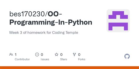 GitHub Bes170230 OO Programming In Python Week 3 Of Homework For Coding Temple