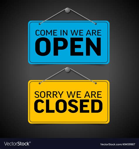 Store Door Paper Placard Notice Template Blue Vector Image