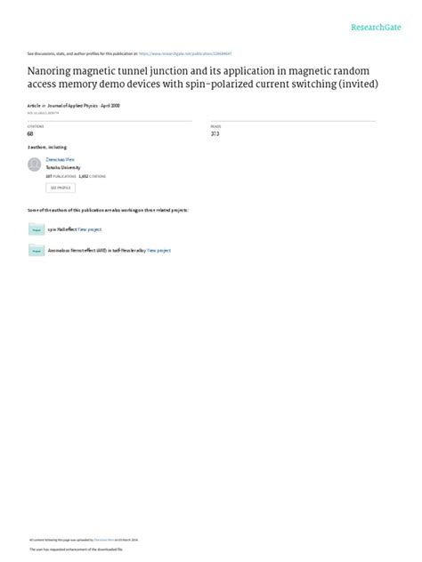 Nano Ring Magnetic Tunnel Junction And Its Applications Pdf Materials Science Building