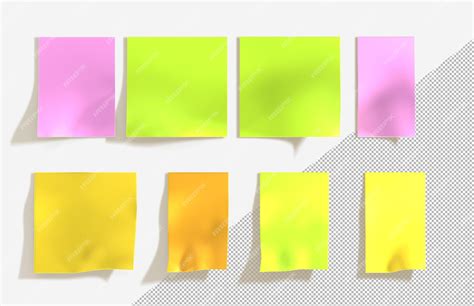 흰색 벽에 붙인 다양한 모양의 스티커 색상 태그 메모용 스티커 메모 빈 종이 사각형 및 사각형 미리 알림 목록은 배경에 격리된