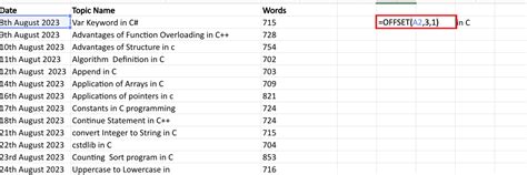 Offset Excel Tpoint Tech