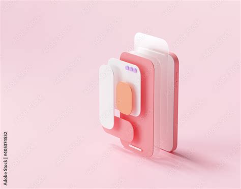 D Rendering Mobile App Development UI UX Design Concept D Render Illustration Stock