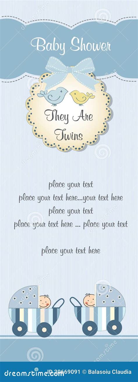 Baby Twins Shower Card Stock Vector Illustration Of Announcement 20669091
