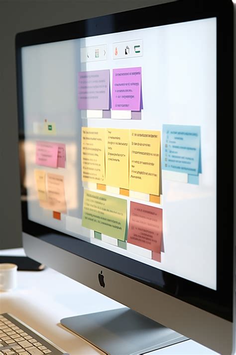 Computer Monitor With Sticky Notes On It From Computer Mouse Background