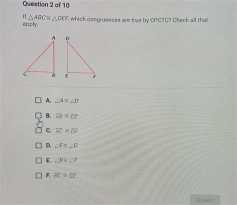 Question 2 Of 10 If A B C D E F Which StudyX