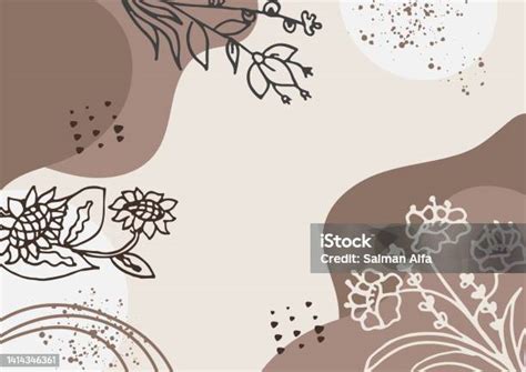 손으로 그린 최소한의 꽃 추상적 배경은 꽃 나뭇잎 기하학적 형태 액체 얼룩 및 패턴입니다 벽 장식을위한 세련된 포스터 디자인 개념에 대한 스톡 벡터 아트 및 기타 이미지