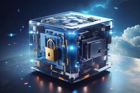 Premium Photo Cube Computing Technology With Padlock Cloud Data And Premium Photo Cube Computing Technology With Padlock Cloud Data And