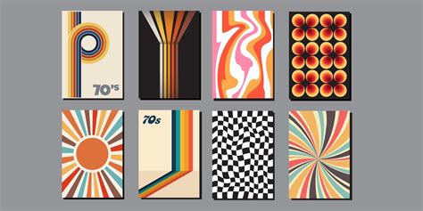 70s Poster Collection Set Of Artworks In Hippie Funky Psychedelic