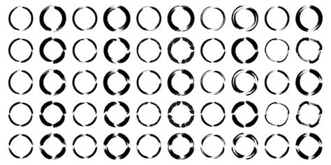 Premium Vector Grunge Circle Bold Line Black Abstract Shape 50 Set