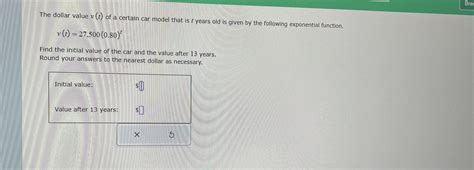 Solved The Dollar Value V T ﻿of A Certain Car Model That Is