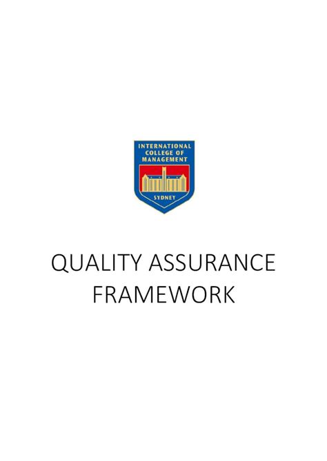 Pdf Quality Assurance Framework International College Of