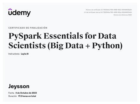 Udemy Course Completion Certificate Jeysson Chuquin
