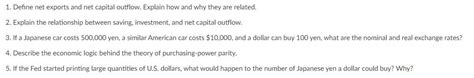 solved 1 define net exports and net capital outflow