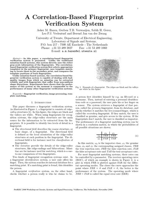 A Correlation Based Fingerprint Verification System Pdf