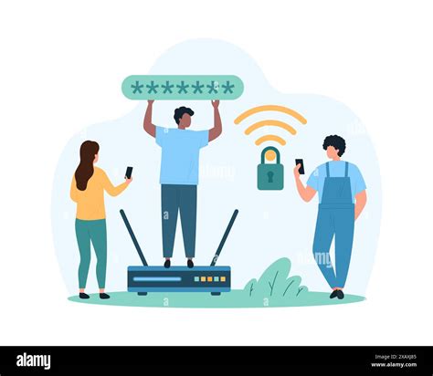 Security And Safety Of Internet Connection Safe Wireless Network Tiny People Protect Access To