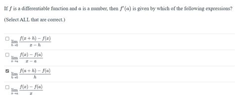 Solved If F Is A Differentiable Function And A Is A Number Chegg