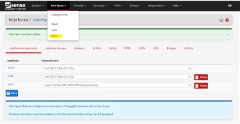 Set Up Ipsec Route Based S2s Vpn Between Pfsense And Aws Vpc