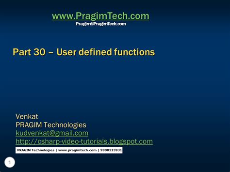 Sql Server Net And C Video Tutorial Part 30 User Defined Functions