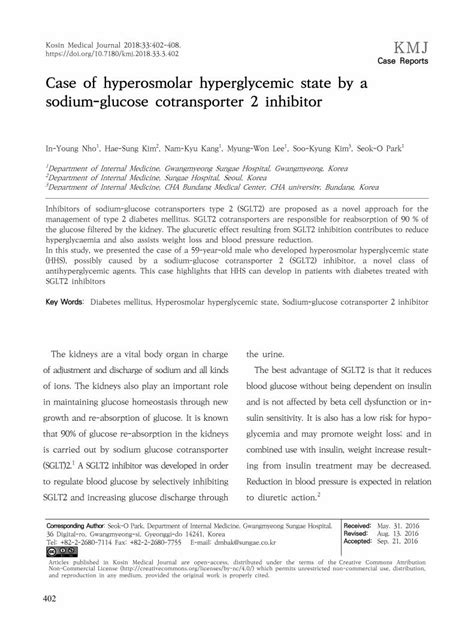 Pdf Case Of Hyperosmolar Hyperglycemic State By A Sodium · Case Of Hyperosmolar