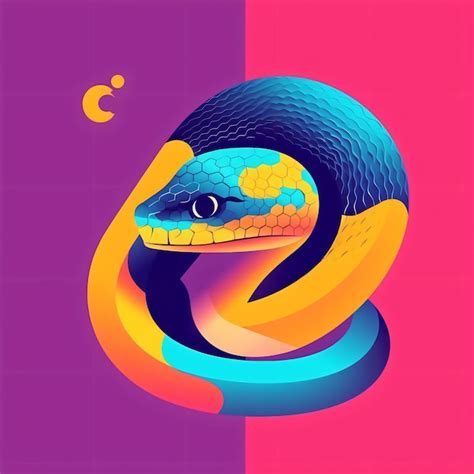 Premium Ai Image Colorful Python Snake Vector Illustration Neon Pink