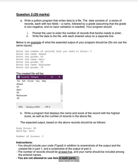 Solved Question Marks A Write A Python Program That Chegg Com
