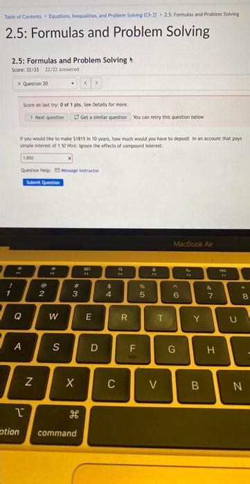 Solved Formulas And Problem Solving Formulas And Chegg Com