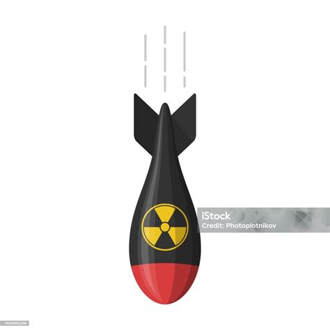 흰색 배경에 격리된 핵폭탄 원자 로켓 공기 폭탄 폭탄 미사일 군대 핵 방사선 벡터 그림 폭탄에 대한 스톡 벡터 아트 및 기타 이미지 Istock