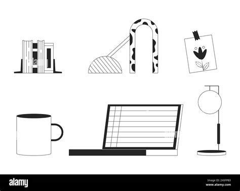 Domestic Life Details Black And White 2d Line Cartoon Objects Set Stock Vector Image And Art Alamy