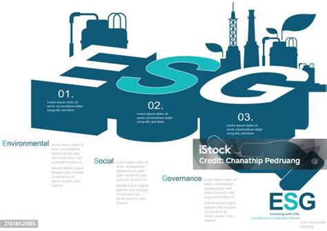 Esg 환경 사회 거버넌스 템플릿 스톡 일러스트레이션 인포 그래픽 아이콘 기술 비즈니스 전략 데이터 환경 지속 가능한 자원 환경
